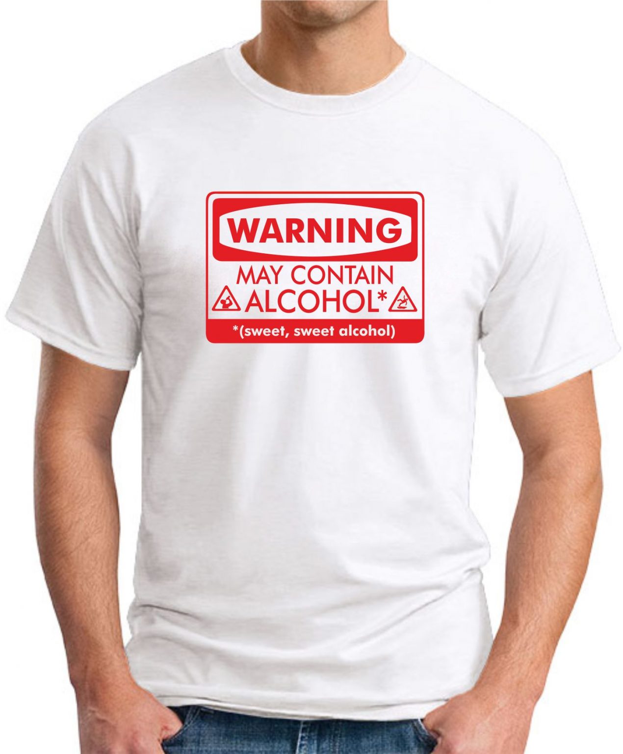 WARNING MAY CONTAIN ALCOHOL T-SHIRT - GeekyTees