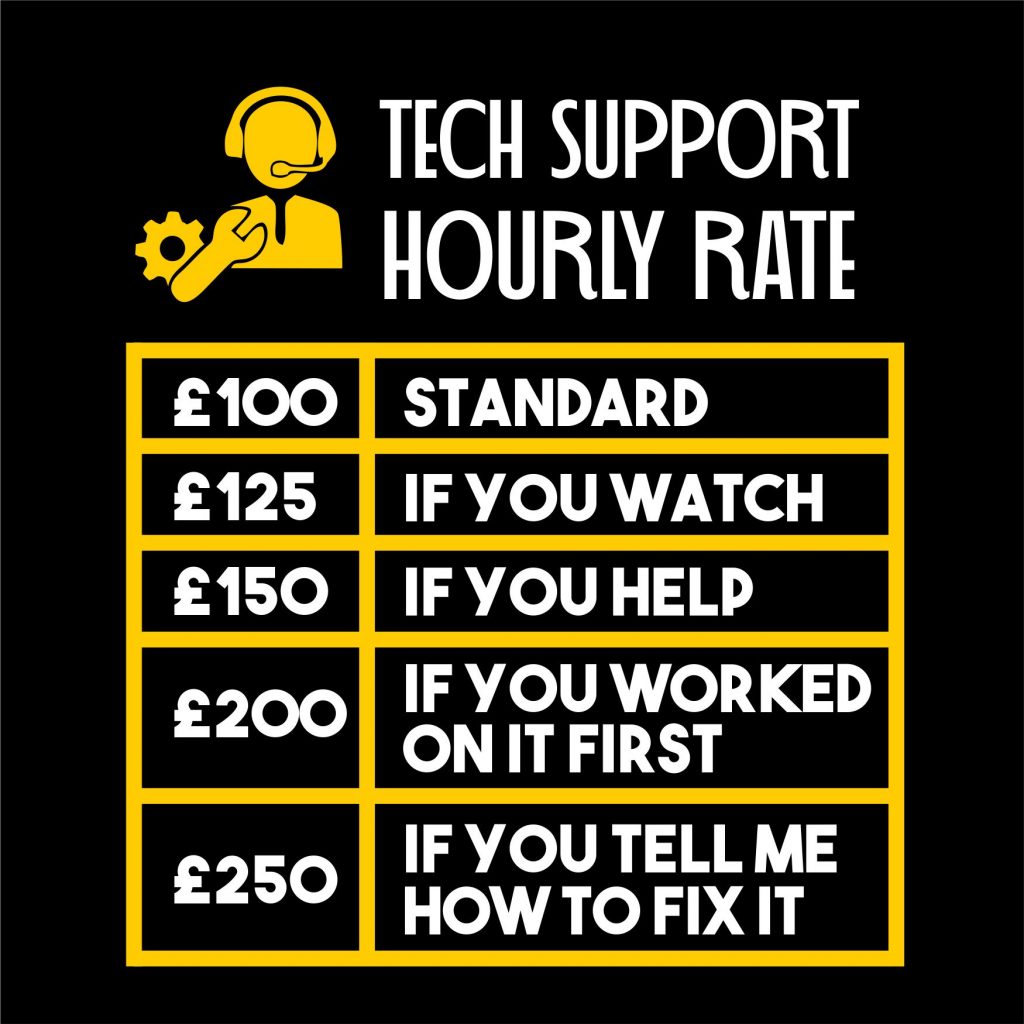 TECH SUPPORT HOURLY RATE T-SHIRT - GeekyTees